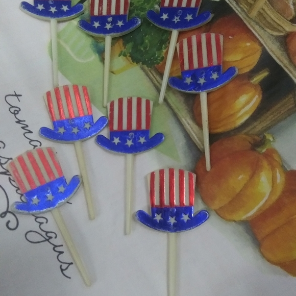 Hong Kong | Party Supplies | Vintage Lot Of Uncle Sams Hat Plastic Cake Toppers | Poshmark